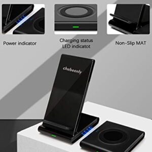 Wireless Charger, Fast Wireless Charging Stand, 2-in-1 Wireless Charging Station Dock for iPhone 14/13/12/11/Pro/Max/X/Xs/XR/AirPods2, Samsung Galaxy Note/Watch/Buds