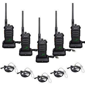 retevis rt86 2 way radios long range,high power 2600mah walkie talkies rechargeable,16ch shatterproof display two way radios with earpiece for warehouse school(5 pack)