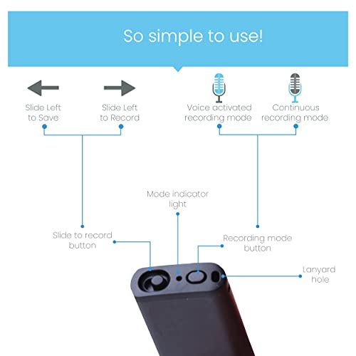 Mini Voice Activated Recorder, Lightweight Aluminium Case, 26 Hours Recording Battery Time, for Lectures, Meetings, Classes and More - by aTTo Digital