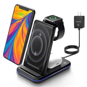 wireless charging station for multiple devices apple – tycrali 3 in 1 wireless charger stand foldable designed for iphone 14/13/12/11/pro/x/xs/xr, airpods 2/3, iwatch 7/6/5/se/4/3/2