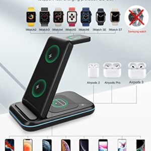 Wireless Charging Station for Multiple Devices Apple - TYCRALI 3 in 1 Wireless Charger Stand Foldable Designed for iPhone 14/13/12/11/Pro/X/XS/XR, AirPods 2/3, iWatch 7/6/5/SE/4/3/2