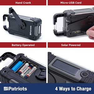 4Patriots Liberty Band Emergency Solar Radio: NOAA Weather Warning Radio, Portable Power Bank, Charger & Flashlight - Solar Powered, Hand Cranked 3.7V/600 mAh Lithium Ion Rechargeable, AM/FM 7-channel