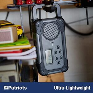 4Patriots Liberty Band Emergency Solar Radio: NOAA Weather Warning Radio, Portable Power Bank, Charger & Flashlight - Solar Powered, Hand Cranked 3.7V/600 mAh Lithium Ion Rechargeable, AM/FM 7-channel