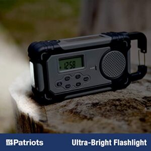 4Patriots Liberty Band Emergency Solar Radio: NOAA Weather Warning Radio, Portable Power Bank, Charger & Flashlight - Solar Powered, Hand Cranked 3.7V/600 mAh Lithium Ion Rechargeable, AM/FM 7-channel