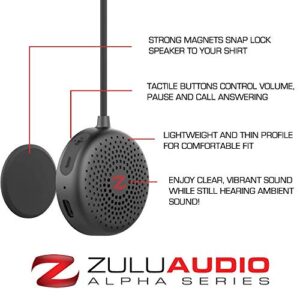 Zulu Audio Magnetic Wearable Bluetooth Speakers (Black) for Running, Bicycling, Hiking, with Microphone