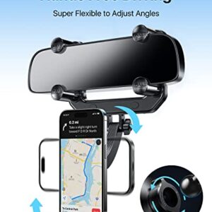 andobil Magnetic Rearview Mirror Phone Holder for Car [Strongest Magnet, Big Rear Mirrors Friendly] 360°Rotatable Magnetic Car Phone Mount, Compatible with iPhone 14 Pro Max, 14 Pro, Plus, 14, 13, 12