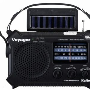 Kaito KA500IP-BLK Voyager Solar/Dynamo AM/FM/SW NOAA Weather Radio with Alert and Cell Phone Charger, Black