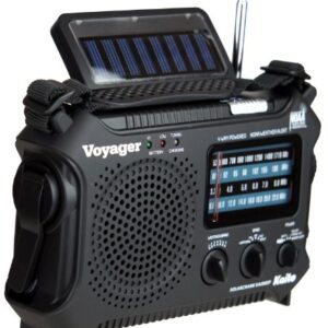 Kaito KA500IP-BLK Voyager Solar/Dynamo AM/FM/SW NOAA Weather Radio with Alert and Cell Phone Charger, Black