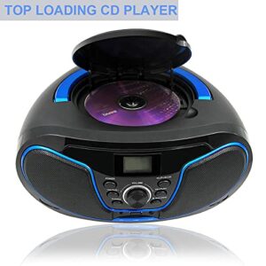 CD Player Boombox, LP-D02 Portable Bluetooth FM Radio Stereo Sound System with Crystal-Clear Sound, MP3 Playback, USB Input, AUX Input, Headphone Jack, LCD Display, AC DC Operated