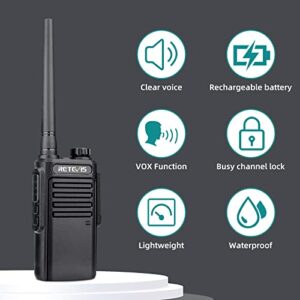 Retevis RT47 Waterproof Walkie Talkie,Two Way Radio with Mic, License-Free,Lightweight,Professional 2 Way Radio for Industrial Manufacture (4 Pack)