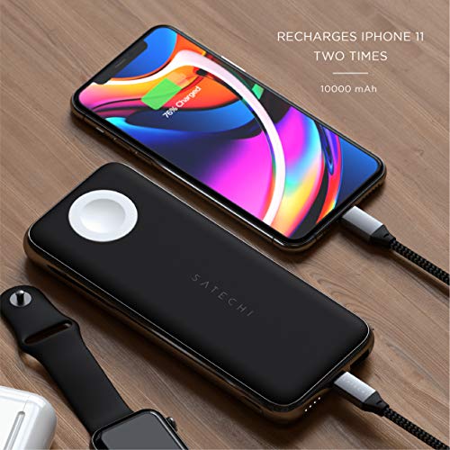 Satechi Quatro Wireless Power Bank 10,000 mAh Portable Charger. Compatible with iPhone 14 Pro Max/14 Pro/14/14 Plus, Apple Watch Ultra & Series 8/7/6/SE/5/4/3/2/1, AirPods Pro 2/1