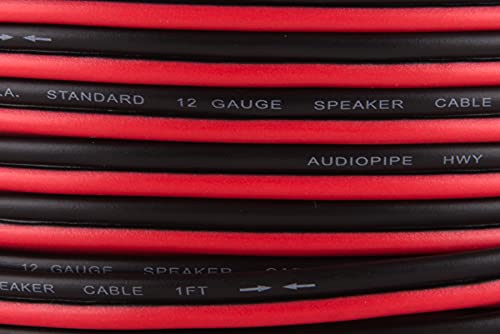 Audiopipe 12 GA Gauge Red Black Stranded 2 Conductor Speaker Wire For Car, Home Audio, 100 feet