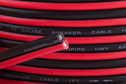 Audiopipe 12 GA Gauge Red Black Stranded 2 Conductor Speaker Wire For Car, Home Audio, 100 feet