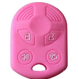 KAWIHEN Silicone Key Fob Cover Compatible with Ford Lincoln Mercury 4 buttons OUCD6000022 164-R8046 164-R7040 CWTWB1U722 (Pink)