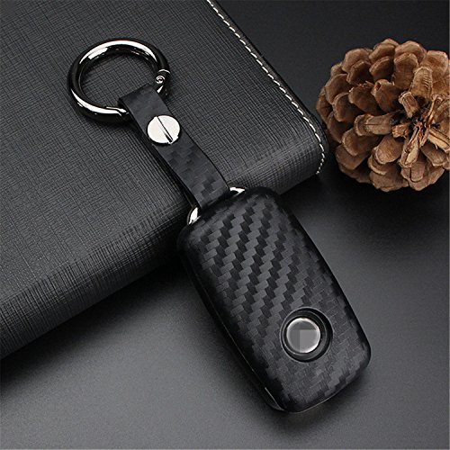 M.JVisun Soft Silicone Rubber With Carbon Fiber Texture Pattern Skin Cover Protector For Volkswagen Fob, Car Keyless Entry Remote Key Fob Case For VW Volkswagen 2 3 Buttons Fob Remote Key - Black