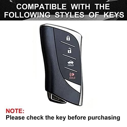 SK CUSTOM Black Leather and Aluminum Frame Smart Key Case Cover Compatible Lexus ES350 ES300h UX200 LS500 LS500H LC500 LC500h 4 Button Keyless Car Remote Accessory