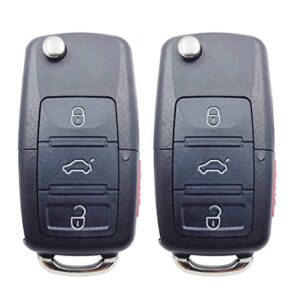 Guibuhuse 4 Buttons Replacement Flip Key Fob Fits VW Volkswagen Beetle CC Eos Golf Gti Jetta Passat Tiguan Touareg 2011 2012 2013 2014 2015 2016 (NBG010180T) (Pack 2)