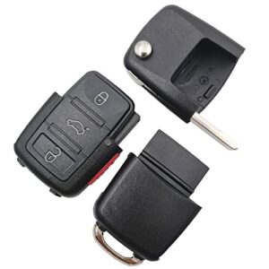 Guibuhuse 4 Buttons Replacement Flip Key Fob Fits VW Volkswagen Beetle CC Eos Golf Gti Jetta Passat Tiguan Touareg 2011 2012 2013 2014 2015 2016 (NBG010180T) (Pack 2)