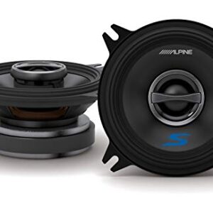 Alpine S-S40 S-Series 4-inch Coaxial 2-Way Speakers (pair) - Contains 4x6" Adapter Plate