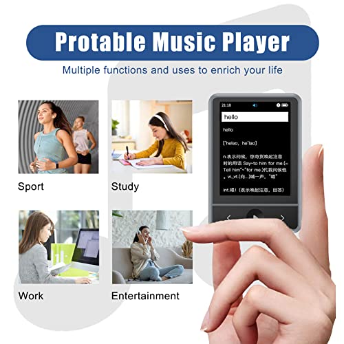 MP3 Player with Bluetooth 5.0, Portable Sport Clip Walkman 32GB MP3 Player with FM Radio Stopwatch Pedometer Voice Recorder for Sport Running Ultralight Wearable Small Music Player