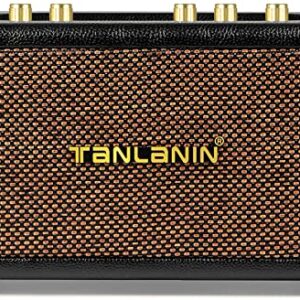 TANLANIN Vintage Bluetooth Speakers Rechargeable Portable Wireless Retro Style Leather Speakers 8H Long Playtime Bluetooth 5.0 Heavy Bass Music Player, TWS/USB/TF Slot/Remote Control/UHF Wireless Mic