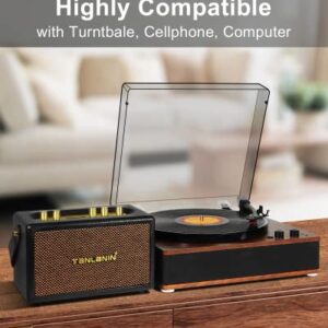 TANLANIN Vintage Bluetooth Speakers Rechargeable Portable Wireless Retro Style Leather Speakers 8H Long Playtime Bluetooth 5.0 Heavy Bass Music Player, TWS/USB/TF Slot/Remote Control/UHF Wireless Mic