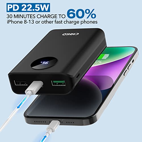 CHHID 5V 2A Heated Vest Battery Pack,PD 22.5W Fast Charging 10000mAh Power Bank,LCD Display Portable Charger with USB-C Fast Charging Cord,Battery Phone Charger for iPhone,Android etc.