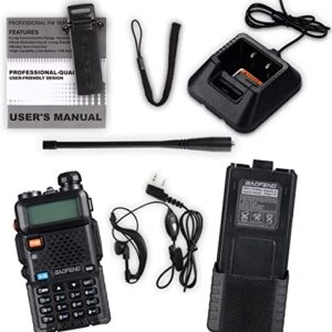 BAOFENG UV-5R Two-Way Radio Walkie Talkies, Dual Band, 128 Channels with 3800mah and Earpiece-Black