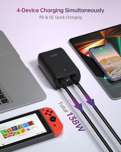 imuto 100W Laptop Power Bank,27000mAh USB C Power Delivery Portable Charger with Dual USB-C PD (100W&60W) & 2 USB-A (15W&QC3.0 18W) Battery Pack for MacBook Air/Pro, HP, Dell, Lenovo,Steam Deck,Tablet