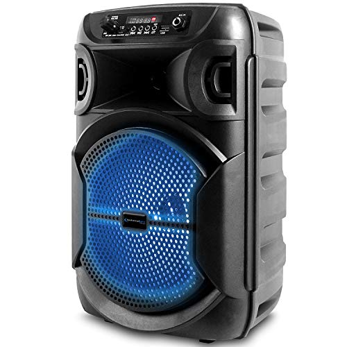 Portable 8 Inch Portable 800 watts Bluetooth Speaker with Woofer & Tweeter, Festival PA LED Speaker with Bluetooth/USB Card Inputs, True Wireless Stereo, 30 Feet Bluetooth Range