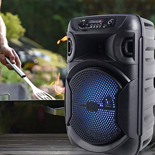 Portable 8 Inch Portable 800 watts Bluetooth Speaker with Woofer & Tweeter, Festival PA LED Speaker with Bluetooth/USB Card Inputs, True Wireless Stereo, 30 Feet Bluetooth Range