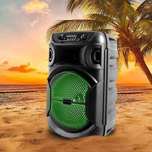 Portable 8 Inch Portable 800 watts Bluetooth Speaker with Woofer & Tweeter, Festival PA LED Speaker with Bluetooth/USB Card Inputs, True Wireless Stereo, 30 Feet Bluetooth Range