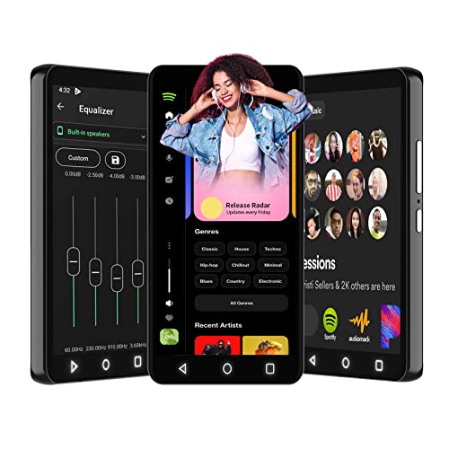 80GB (Upgrade 3G Running Memory+Free 64GB Card) MP3 Player with Bluetooth and WiFi, Android Streaming Media MP4 Player with Spotify, 4-inch Full Touch Screen Player with Pandora, Support APP Download