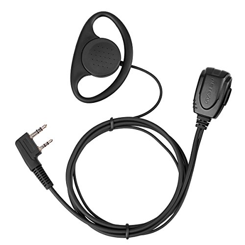 Retevis Walkie Talkie Earpiece with Mic 2 Pin, Earpiece with Double Wire, Compatible RT22 RT21 H-777 RT68 RT19 H-777S RT22S Baofeng UV-5R Arcshell, D Shape Two Way Radio Headset(10 Pack)