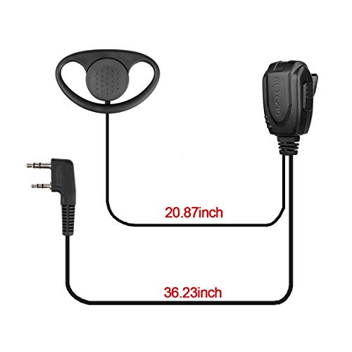 Retevis Walkie Talkie Earpiece with Mic 2 Pin, Earpiece with Double Wire, Compatible RT22 RT21 H-777 RT68 RT19 H-777S RT22S Baofeng UV-5R Arcshell, D Shape Two Way Radio Headset(10 Pack)