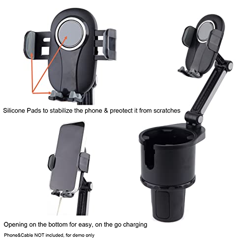 Toprema Car Cup Holder Phone Mount Multifunctional Car Cup Holder Expander Adjustable Base with 360° Rotatable Cell Phone Holder for Car