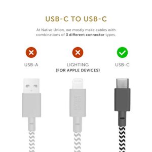 Native Union Type-C Belt Cable - USB-C to USB-C 4ft Ultra-Strong Charging Cable Compatible with iPad Pro 2018-21, iPad Air 5, Microsoft Surface Go 3, Google Pixel 6, Samsung Galaxy S22 (Zebra)