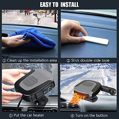 Portable Car Heater Car Fan 12V 150W Heating and Cooling Mode Windshield Defrost Defogger Plug in Cigarette Lighter Heater