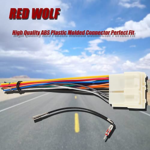 RED WOLF Radio Wiring Harness with Antenna Adapter Plug for 1989-2002 Chevy GMC Buick Cadillac Aftermarket Stereo Install Connector Kit