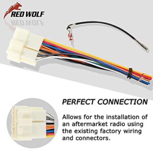 RED WOLF Radio Wiring Harness with Antenna Adapter Plug for 1989-2002 Chevy GMC Buick Cadillac Aftermarket Stereo Install Connector Kit