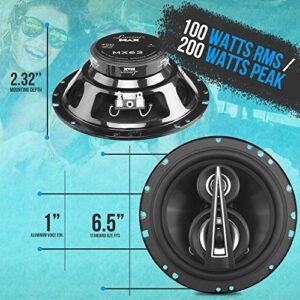 Lanzar Upgraded Standard 6.5" 3 Way Triaxial Speakers - Full Range Sound w/ 200 Watts and 4 Ohms Impedance 2” Titanium Cone Midrange 65 - 20 kHz Frequency Response and 15 Oz Magnet Structure - MX63