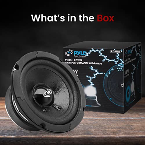 Pyle 5 Inch Woofer Driver - Upgraded 200 Watt Peak High Performance Mid-Bass Mid-Range Car Speaker 450Hz - 7kHz Frequency Response 15 Oz Magnet Structure 8 Ohm w/ 92dB and Paper Coating Cone - PDMR5 Black