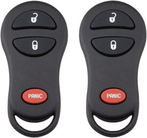 replacement key fob for 2002-2005 dodge ram truck 1500 2500/2001-2004 dakota/2001-2003 durango/2001-2003 grand caravan keyless entry remote (gq43vt17t), set of 2