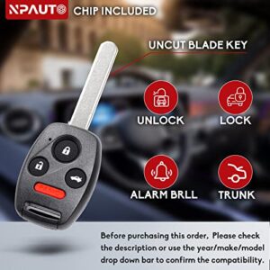 NPAUTO Key Fob Replacement for Honda Accord 2003 2004 2005 2006 2007 Keyless Entry Remote Uncut Car Ignition Blade Key Fobs (OUCG8D-380H-A, Pack of 2)