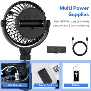 LEMOISTAR Battery Operated USB Car Fan,Electric Cooling Fan with 4 Speed,360 Degree Rotatable Backseat Car Fan,5V Cooling Air Small Personal Fan for Car,Rear Seat Passenger Dog etc(Hook)