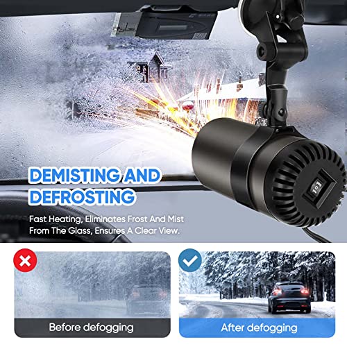 Car Heater - Portable Windshield Defogger and Defroster - 12 V 12.5A Auto Fast Heating Cooling Fan - Safe Efficient Fast - for Easy Defrost and Demist Removal