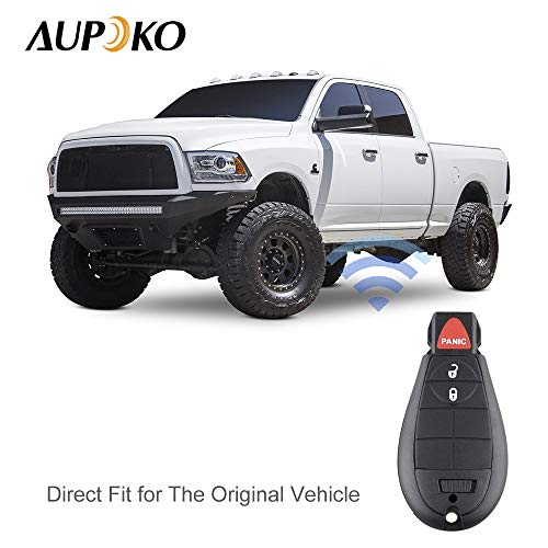 Aupoko GQ4-53T Keyless Entry Remote Key Fob, 3 Buttons Smart Key 56046953,56046953AE, 56046953AC,56046953AG, Compatible with Dodge Ram 1500 2500 3500 - 2 PC