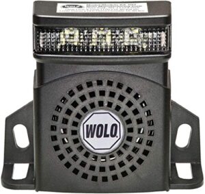 wolo ba-1697wn pro-tec plus heavy-duty white noise back-up alarm with flashing led light, 12-80 volt, 97 decibel