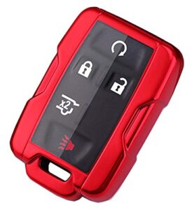 soft tpu key fob cover case remote holder skin glove fit for chevy chevrolet silverado colorado/gmc sierra canyon yukon cadillac (red)