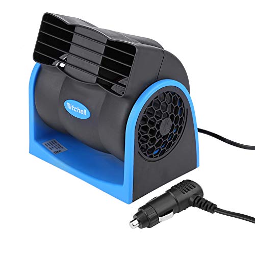 Qiilu Car 12V Electric Fan, Auto Mini Air Circulator with Adjustable Air Vent Speed Silent Air Cooler with Cigarette Lighter Plug